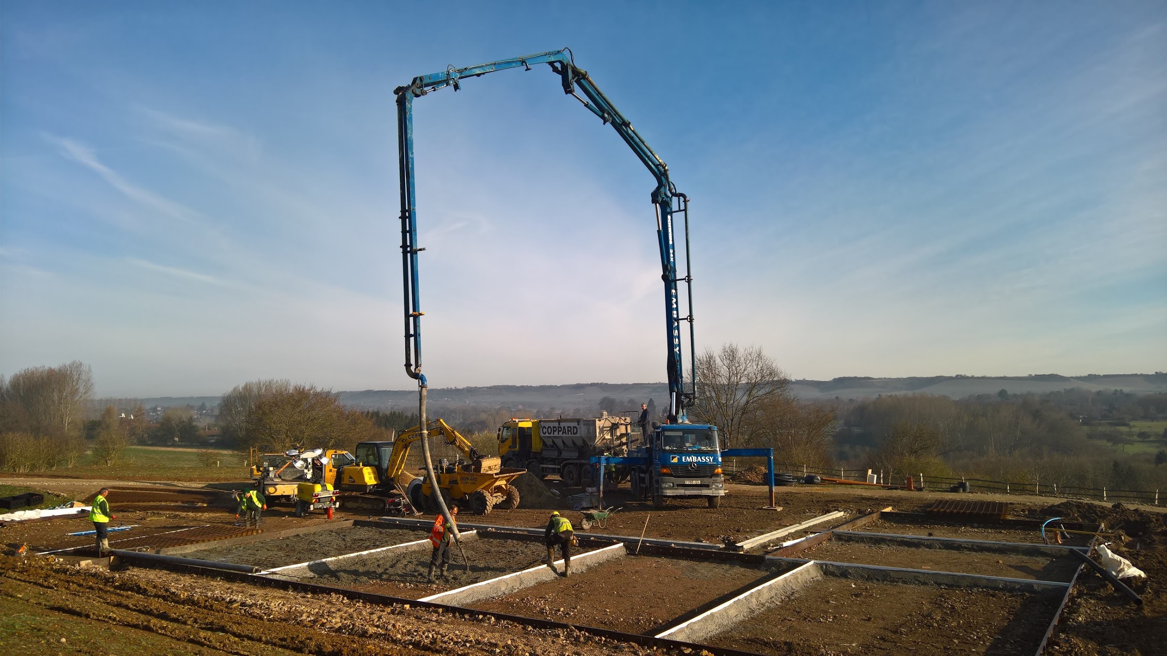 Pump and pour large reinforced slab for timber building whole job was ...